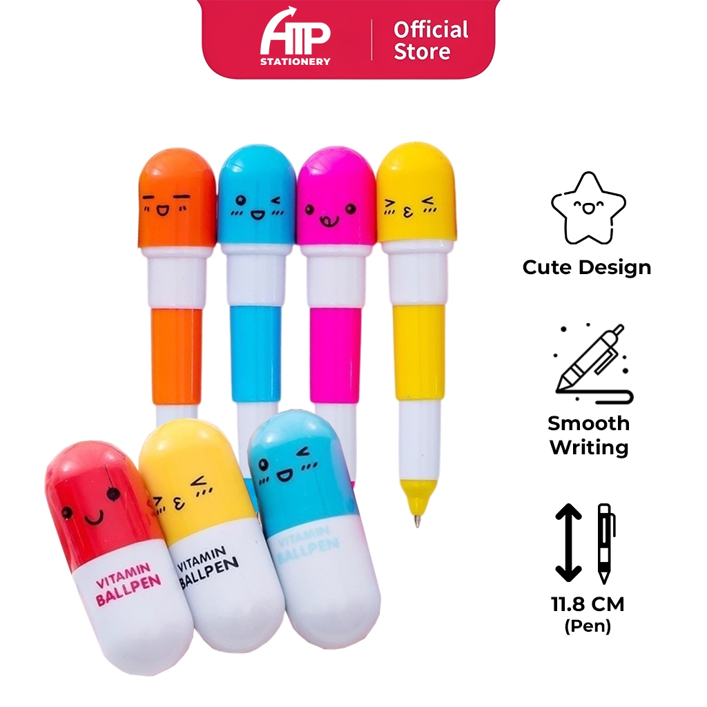 Portable Capsule Pill Design Vitamin Ballpoint Pen Creative Emoticons ...