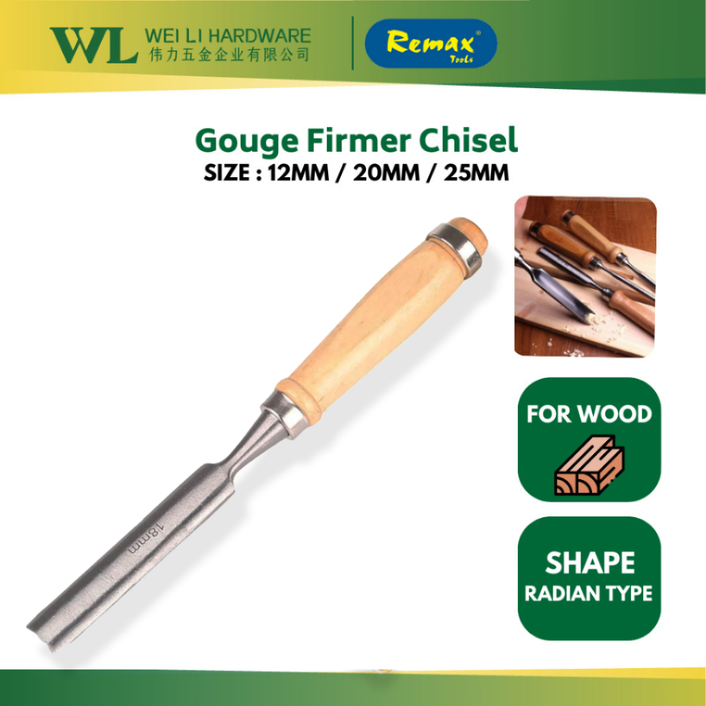 REMAX 12-25mm Gouge Firmer Chisel With Wood Handle Heavy Duty / Wood ...