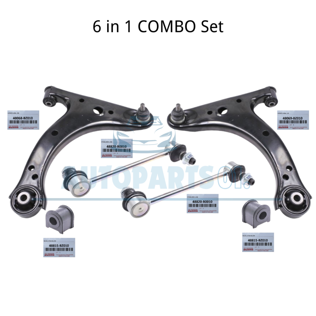 [6 IN 1 SET] Front Lower Arm / Absorber Link / Stabilizer Bush Toyota ...