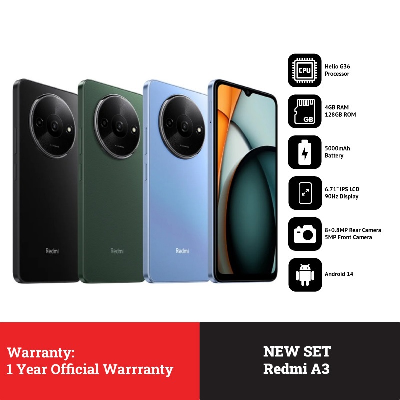 [NEW SET] Redmi A3 (4GB RAM+128GB ROM) | Shopee Malaysia