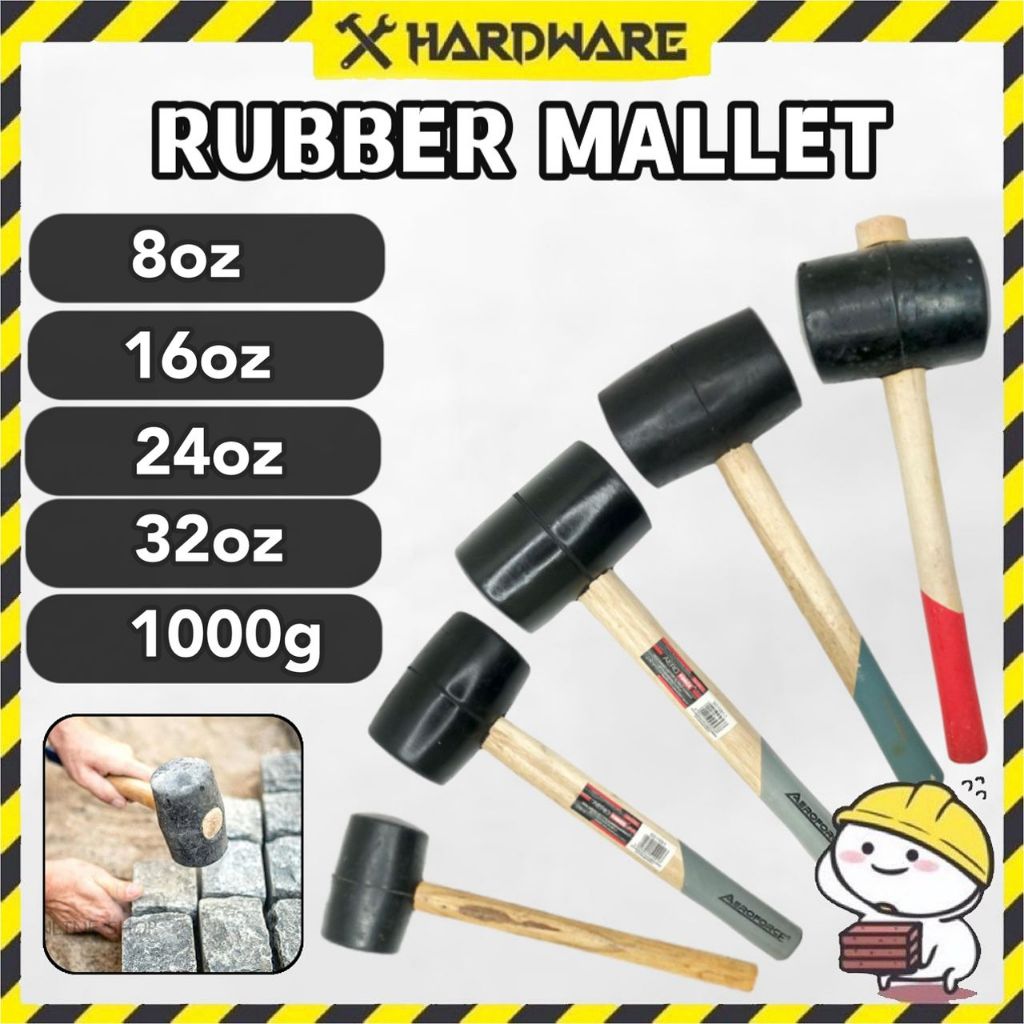 RUBBER MALLET WITH WOODEN HANDLE/TUKUL GETAH/HAMMER GETAH/ROUND HEAD ...