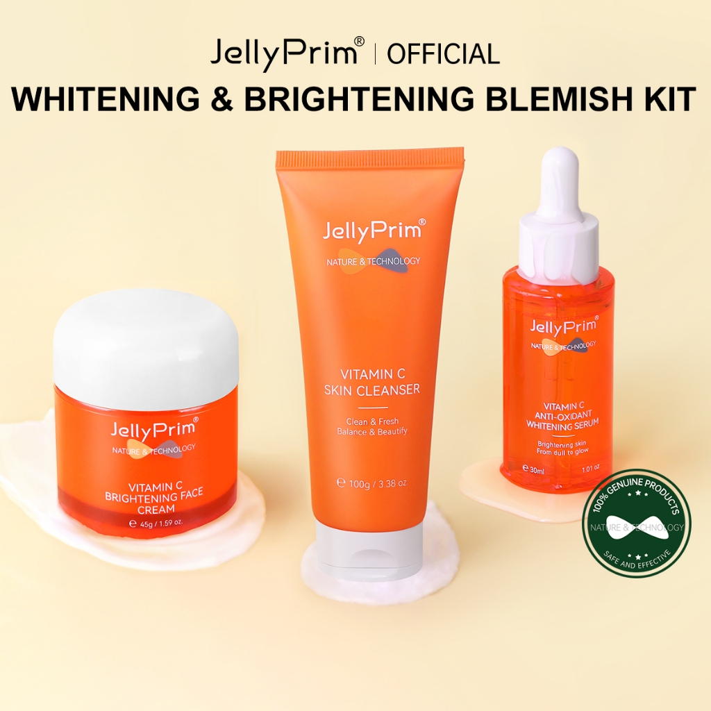 Jellyprim VC Whitening Skin Care Set Cleanser Serum Moistuizer Dark ...
