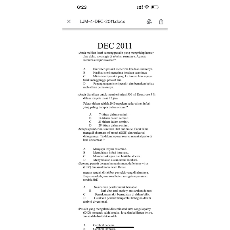 lembaga Jururawat Malaysia, LJM Question from 2006 to 2019 (around 25 ...