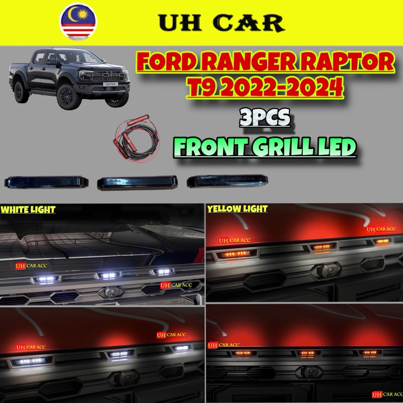 (3PCS) Ford Ranger Raptor T9 2022-2024 Ford Raptor Front Bumper Grill ...