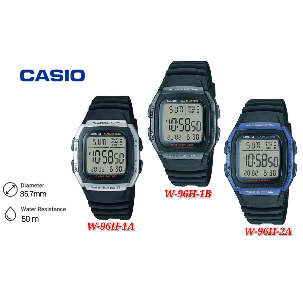Casio Digital Resin Band Man Watch W-96H | Shopee Malaysia