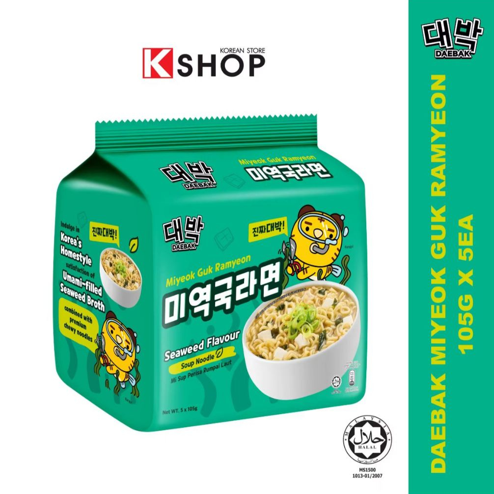 DAEBAK Miyeok Guk Ramyeon (105g x 5 pack) EXP date: OCT 2025 | Shopee ...