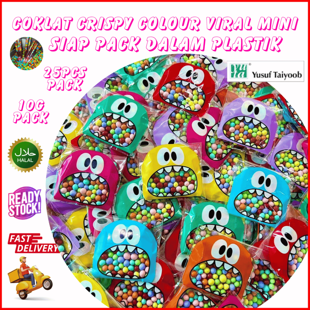 COKLAT CRISPY COLOUR RICE VIRAL MINI (25pcs/pack) Chocolate Gift Goodies Candy Snack Doorgift ...