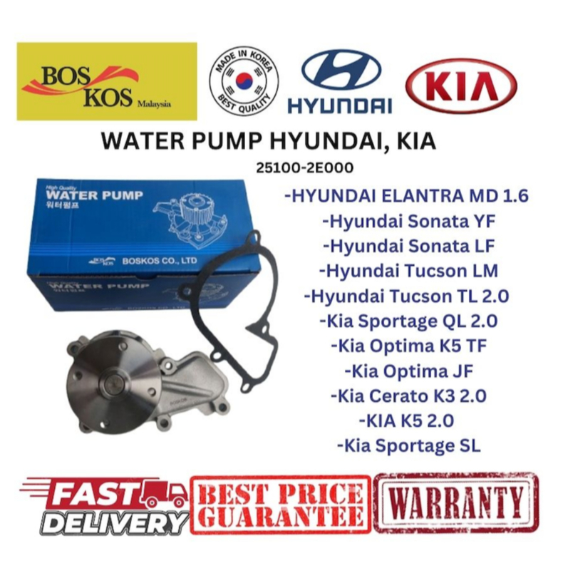 HYUNDAI ELANTRA MD 1.8, Kia Optima K5 NU - WATER PUMP 25100-2E000 ( BOSKOS : KOREA ) | Shopee ...