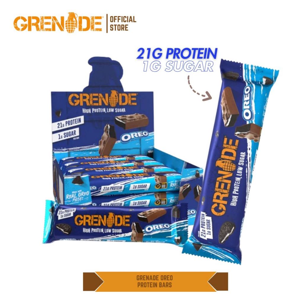 Oreo Grenade Protein Bar | High Protein Low Sugar Energy Bars | Shopee ...