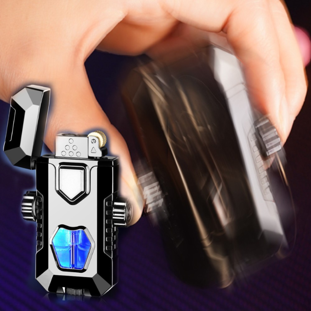 Blue LED Elegant Crystal Spinner Fidget Window See thru Butane Gas Jet ...