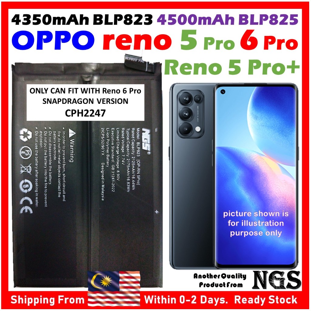 ORl NGS Brand 4350mAh BLP823 For OPPO Reno 5 Pro (5G) / 4500mAh BLP825 ...