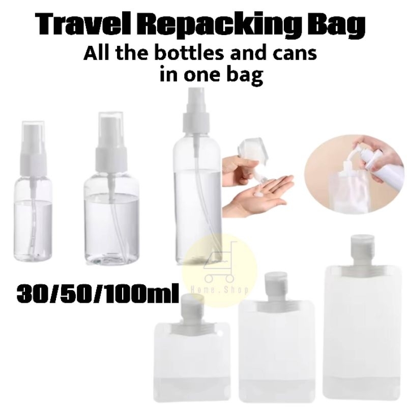 REFILLABLE SQUEEZE POUCH BOTTLE SPAY TRAVEL SIZE REFILLABLE EMPTY ...