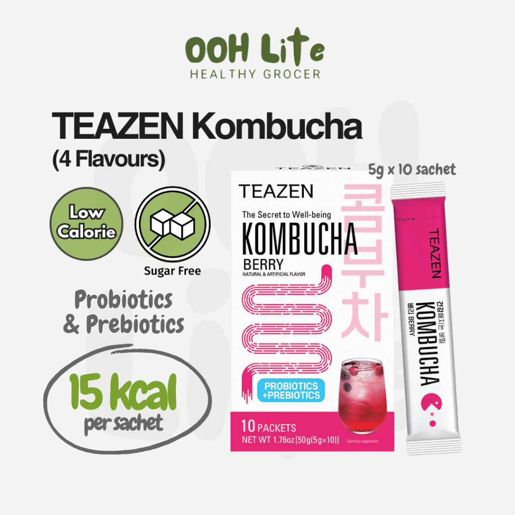 [Low Calorie] TEAZEN Kombucha (5g x 10s) - No Sugar, No Alcohol, Vegan, HALAL, Probiotics ...