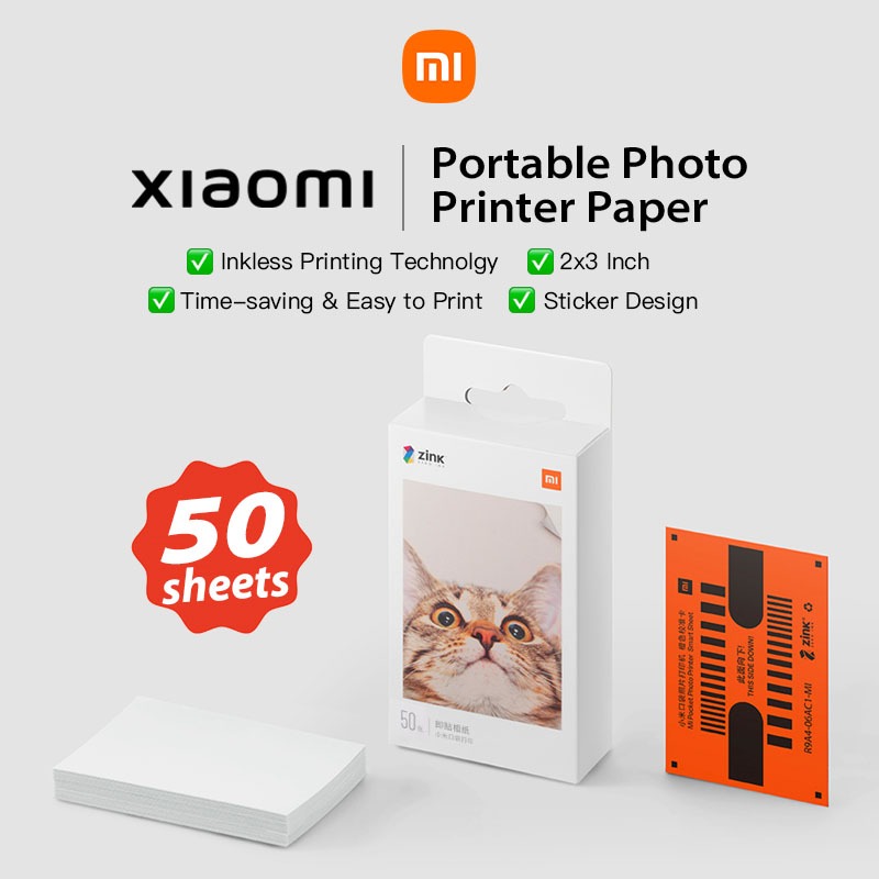 XIAOMI Portable Photo Printer Paper Pocket Printer Paper 50 Sheets ...