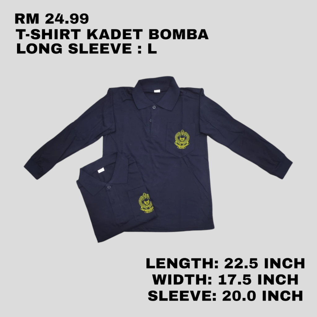 T-SHIRT UNIFORM KADET BOMBA/LENGAN PANJANG/BIRU GELAP>L | Shopee Malaysia