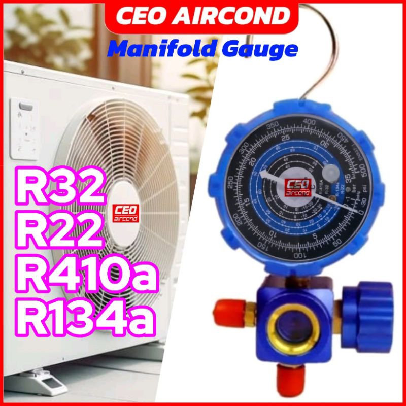 CEOapt Manifold Gauge Gas Meter Low Pressure Single Gauge for R410a/R32/R22/R404/R407 Air Cond ...