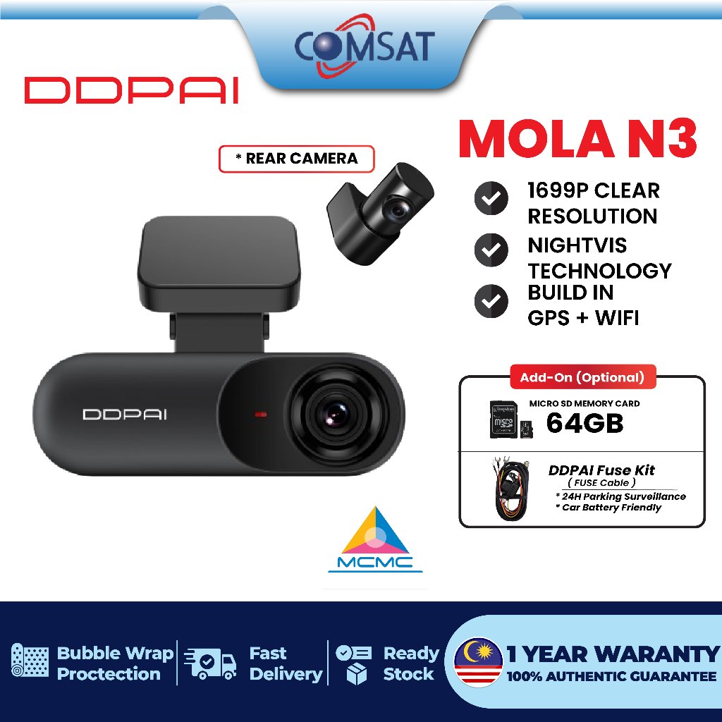 DDPAI Dash Cam Mola N3 / N3 Pro 1600P UHD 2K GPS DVR Android Wifi Smart ...