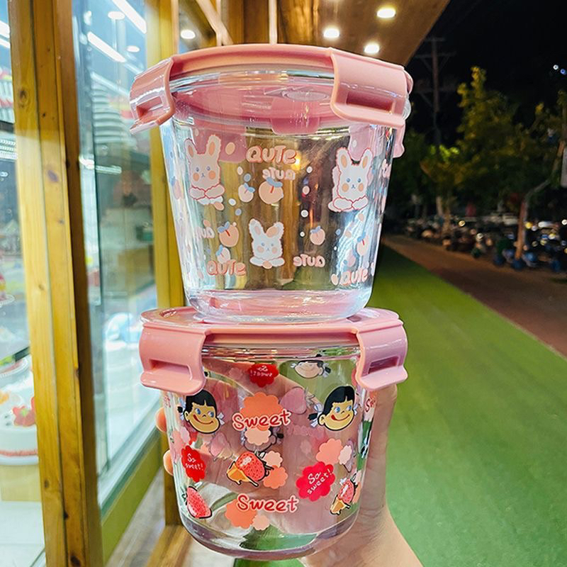 Rabbit & Girl Glass Food Storage Containers with Locking Lids Airtight ...