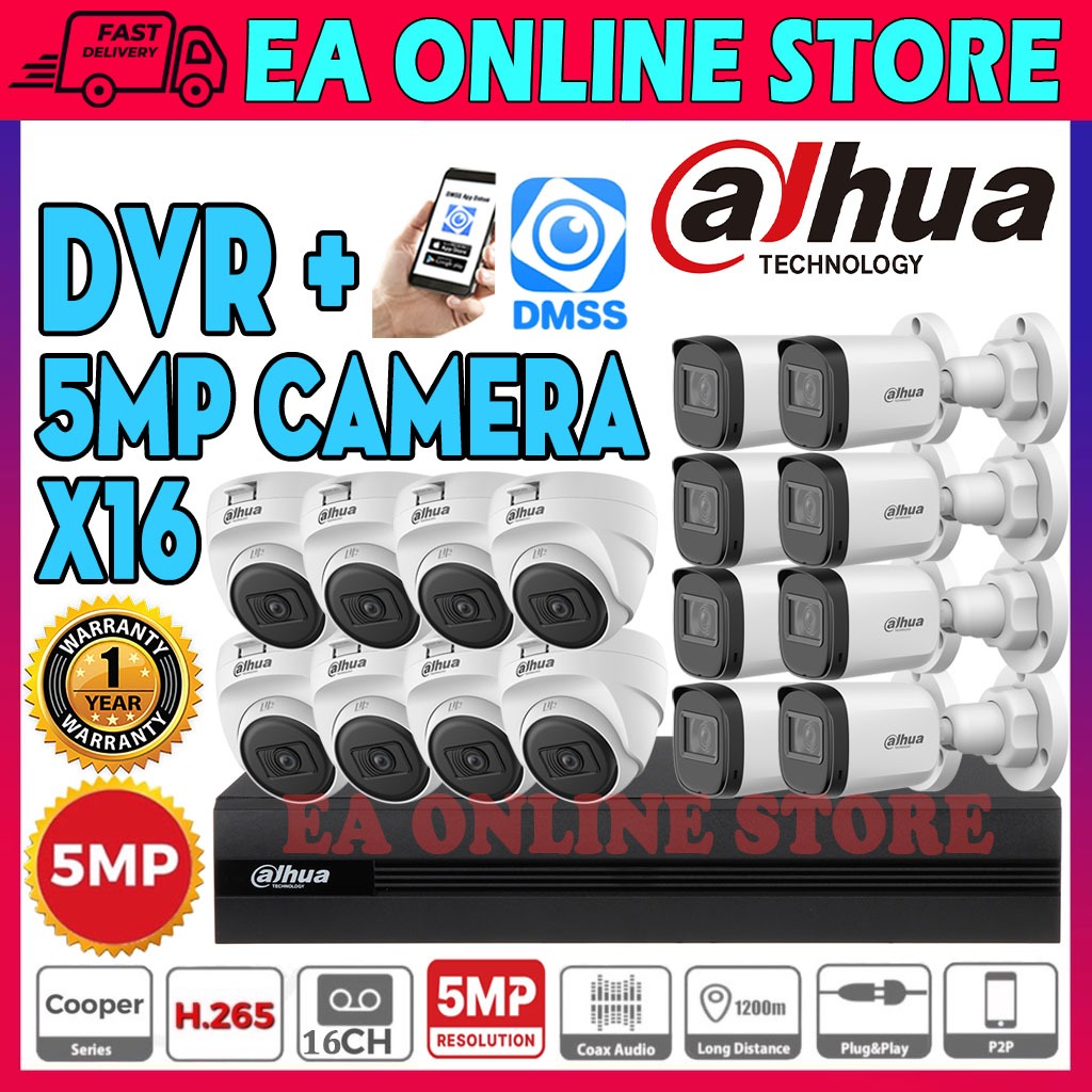 DAHUA CCTV 16-CHANNEL 5.0MP Package set Full HD 5MP 16CH DVR + CAMERA ...
