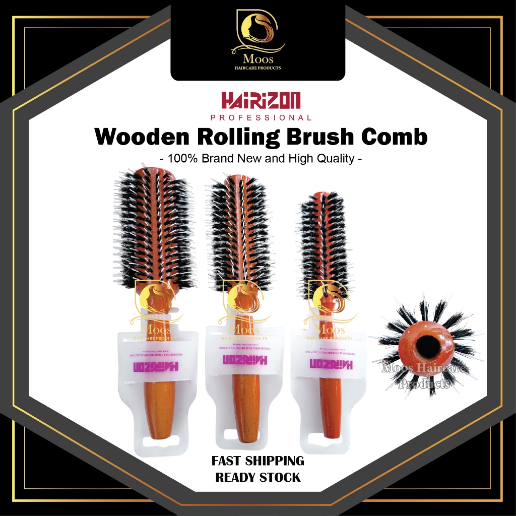 Hairizon Wooden Rolling Comb Brush - Small / Medium / Big ( Brown ...