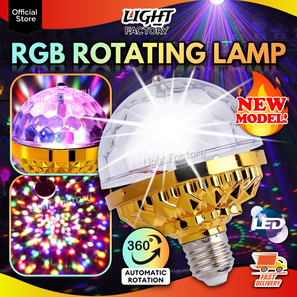 🔥NEW🔥E27 LED 360° Automatic Rotating Ball Light Bulb 6W Mini RGB Projection Lamp Party DJ Disco ...