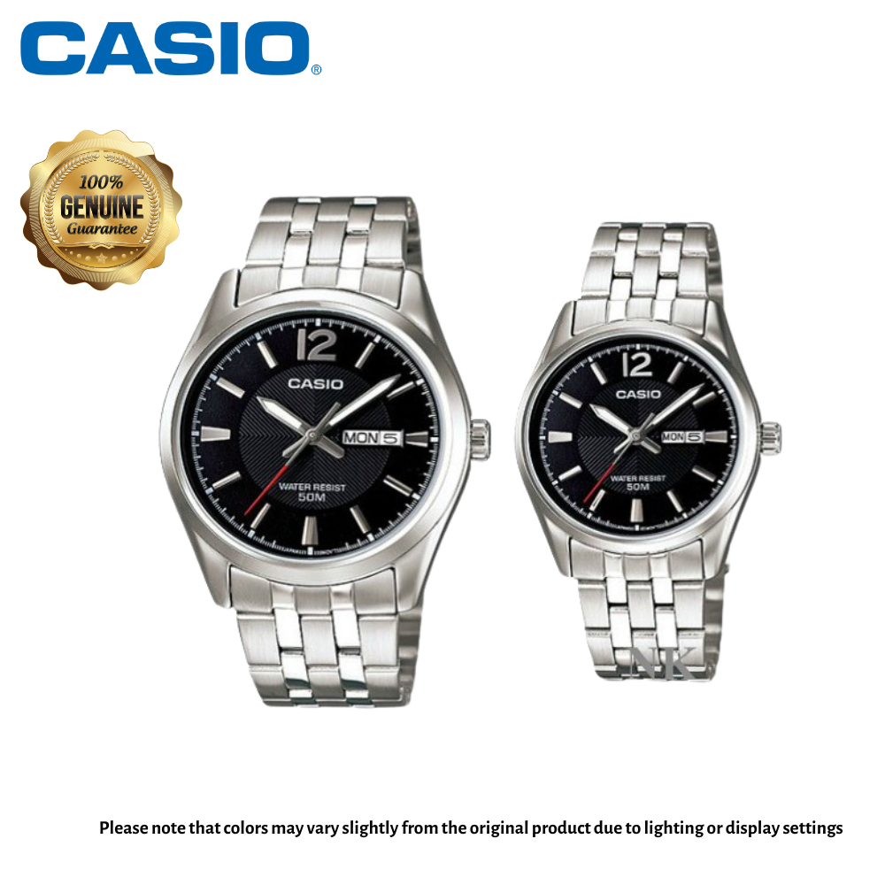 Genuine Casio Enticer Analog Lovers’ Pair Watch - Stainless Steel Band, Model MTP/LTP-1335D-1AV ...