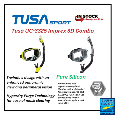 TUSA UC-3325 Imprex 3D Mask and Dry Snorkel Combo - Enhanced Vision ...