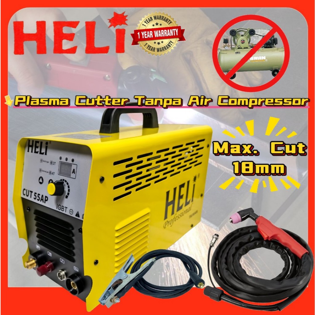 HELI TAIWAN CUT 55AP Built in Air Compressor Plasma Cutter Welding ...