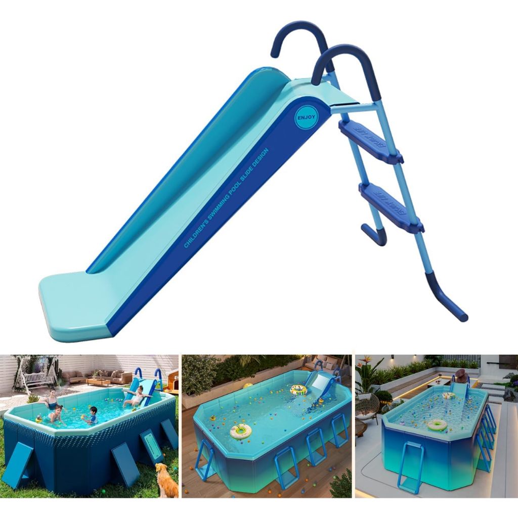 GOOGOO BIRD Pool Slide With Ladder Bracket Slide For Folding Pool ...