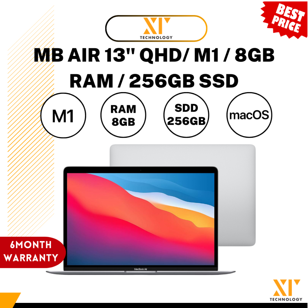 MB AIR 13" QHD/ M1 / 8GB RAM / 256GB SSD | Shopee Malaysia