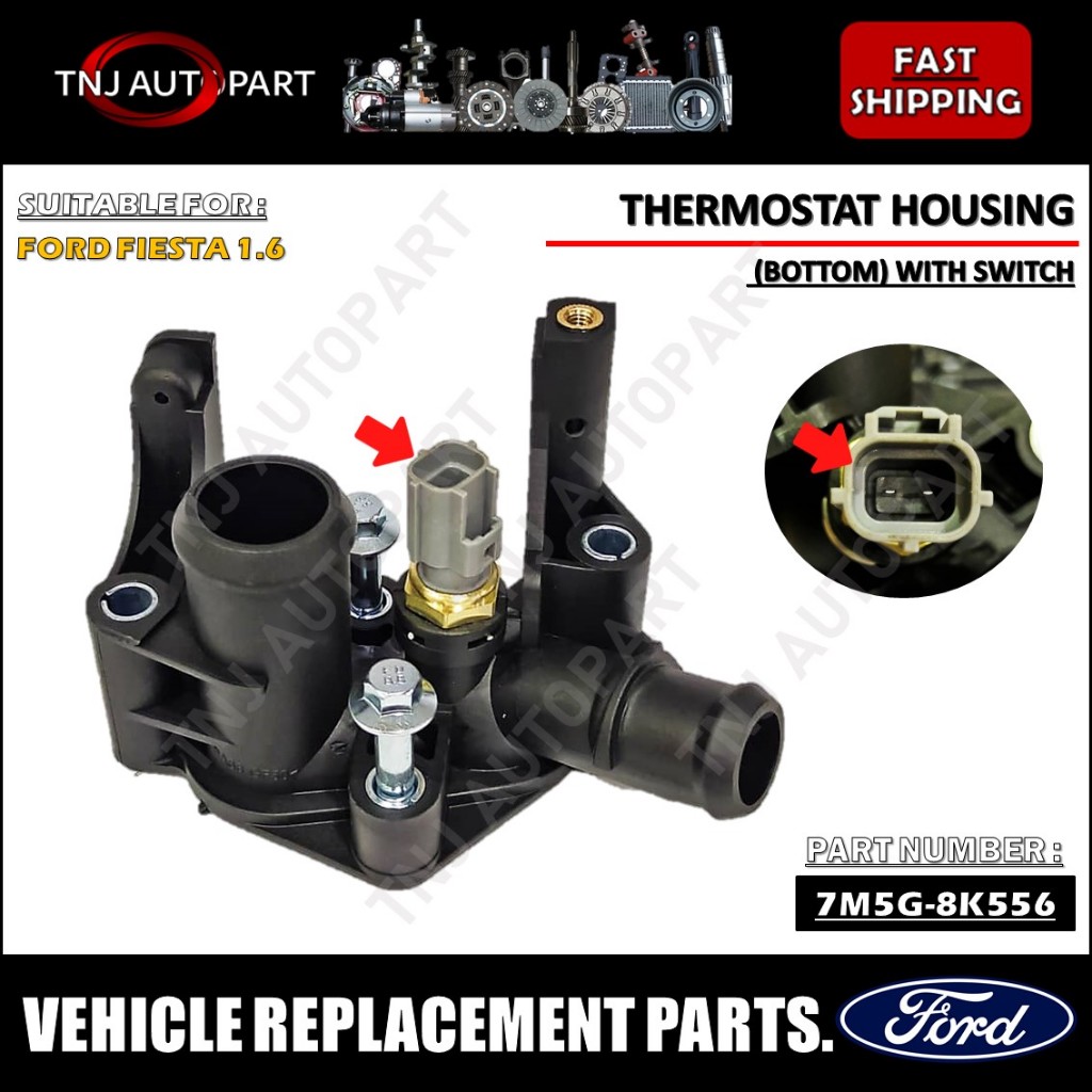 (BOTTOM) THERMOSTAT HOUSING WITH SWITCH / FORD FIESTA 1.6 ( 7M5G-8K556 ...