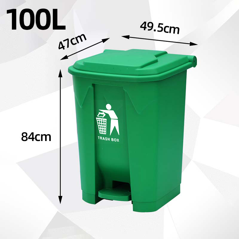 Heavy Duty Plastic Trash Bin 20L 30L 50L 80L 100L with Step Foot Pedal ...