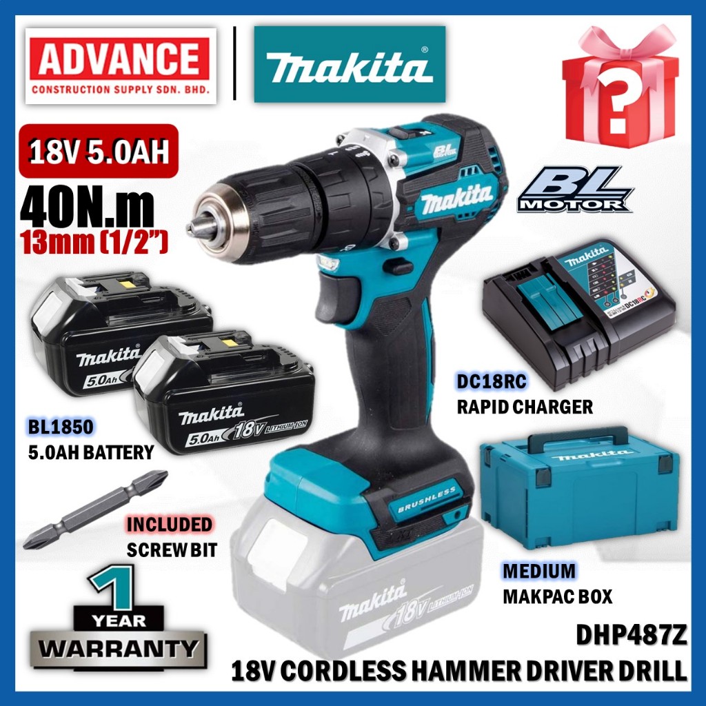 MAKITA DHP487Z / DHP487RAJ / DHP487RFJ 18V Cordless Hammer Driver Drill ...