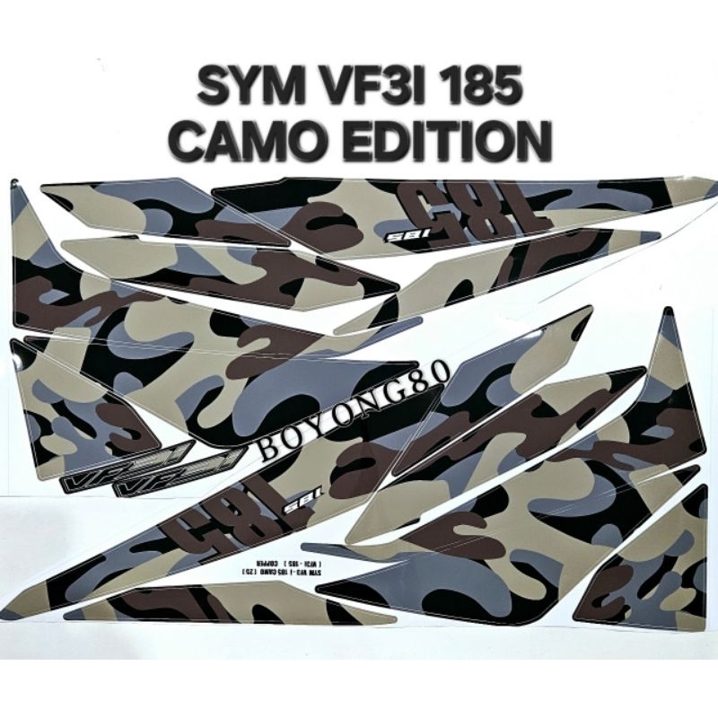 SYM VF3I 185 CUSTOM DESIGN CAMO SPECIAL EDITION BODY STICKER ( READY ...