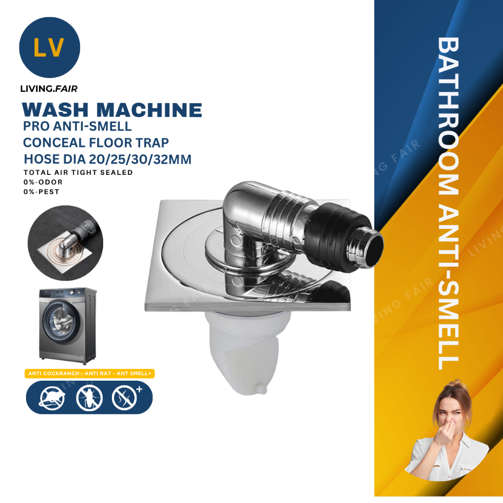 Living Fair Washing Machine floor trap 10x10cm Anti-pest stainless ...