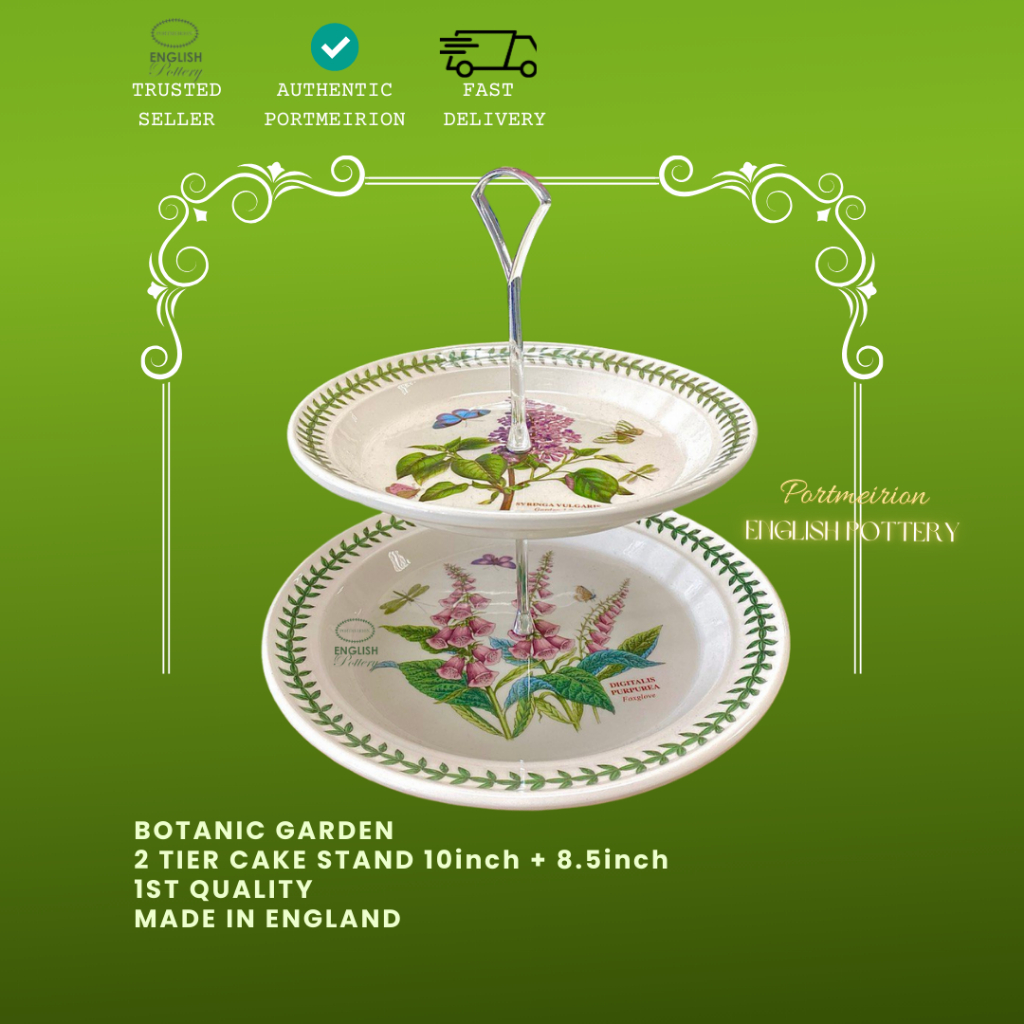 Portmeirion Botanic Garden 2 Tier cake Stand 1st Quality (ENG) | Shopee ...