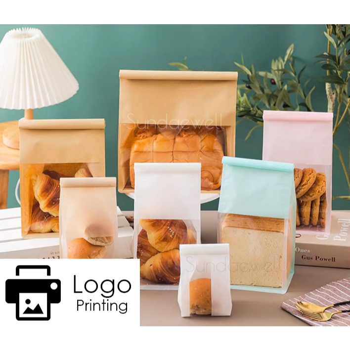 Bakery Toast Loaf Bread Pastry Roti Packaging Bag Kraft Paper Cookie ...