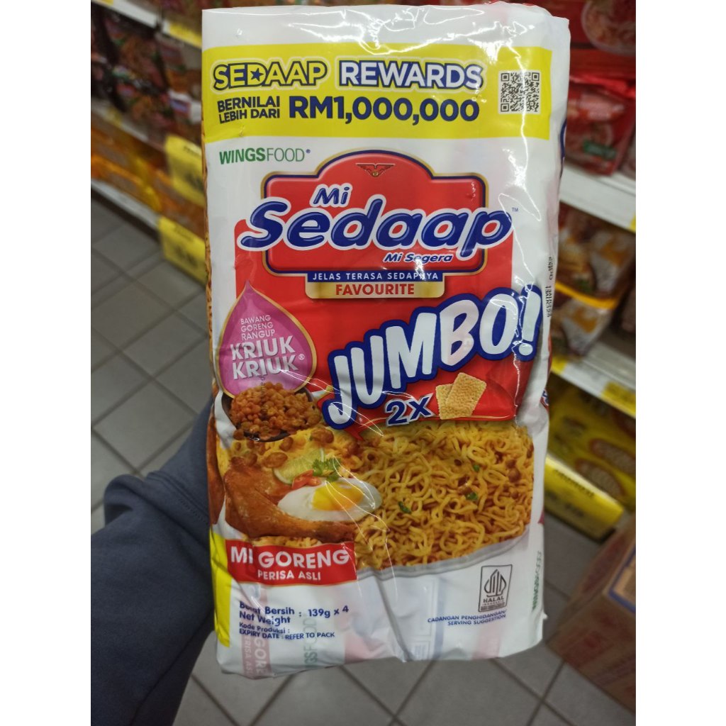Mi Sedaap Mi Goreng Segera Perasa Asli Jumbo Pack 4s x 139g | Shopee ...