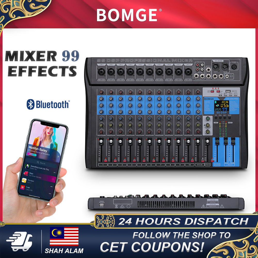 BOMGE Professional Mixer Sound Board Konsol Sistem Meja 8/12 Saluran dengan Antara Muka Audio ...