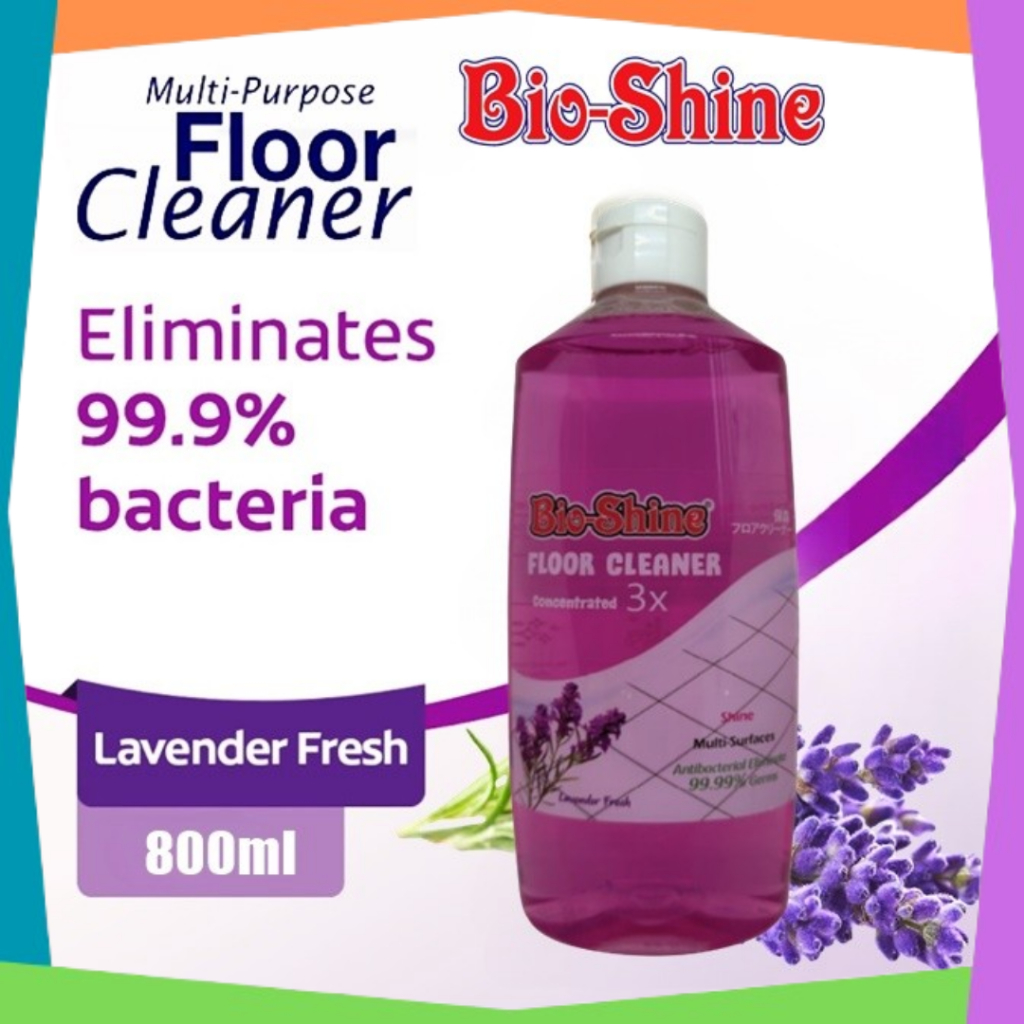 Bio-Shine Anti Bacterial Multipurpose Floor Cleaner Liquid Flooring Lavender Fragnance 800ml ...