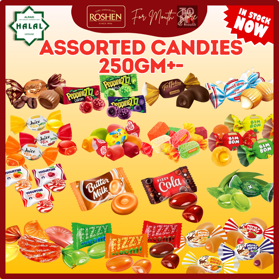 250GM ROSHEN Candy Assorted Mix Candy Crazy Bee Peppinezzz Sour Candy ...