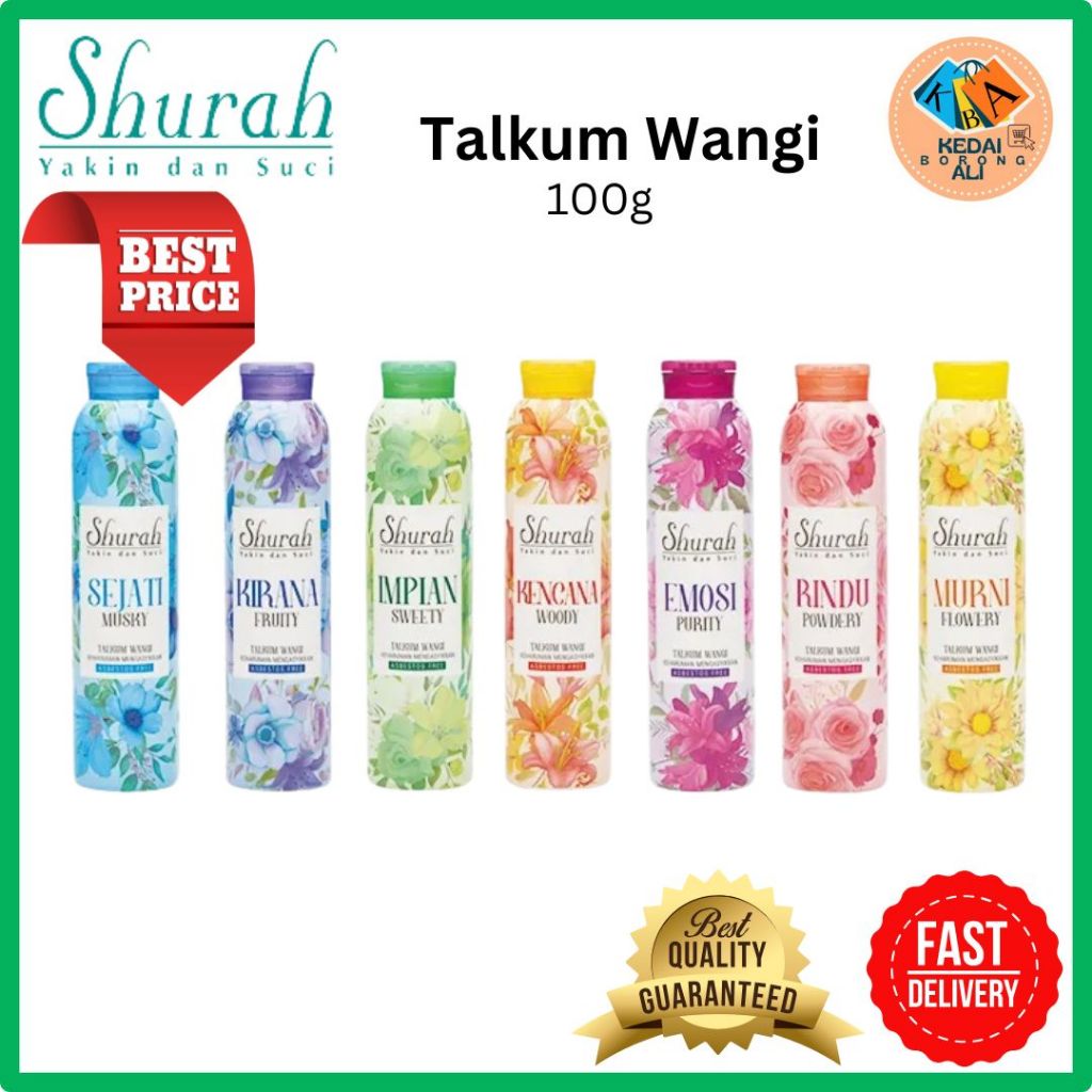 SHURAH Talkum Wangi Bedak Wangi 100g (Halal) | Shopee Malaysia