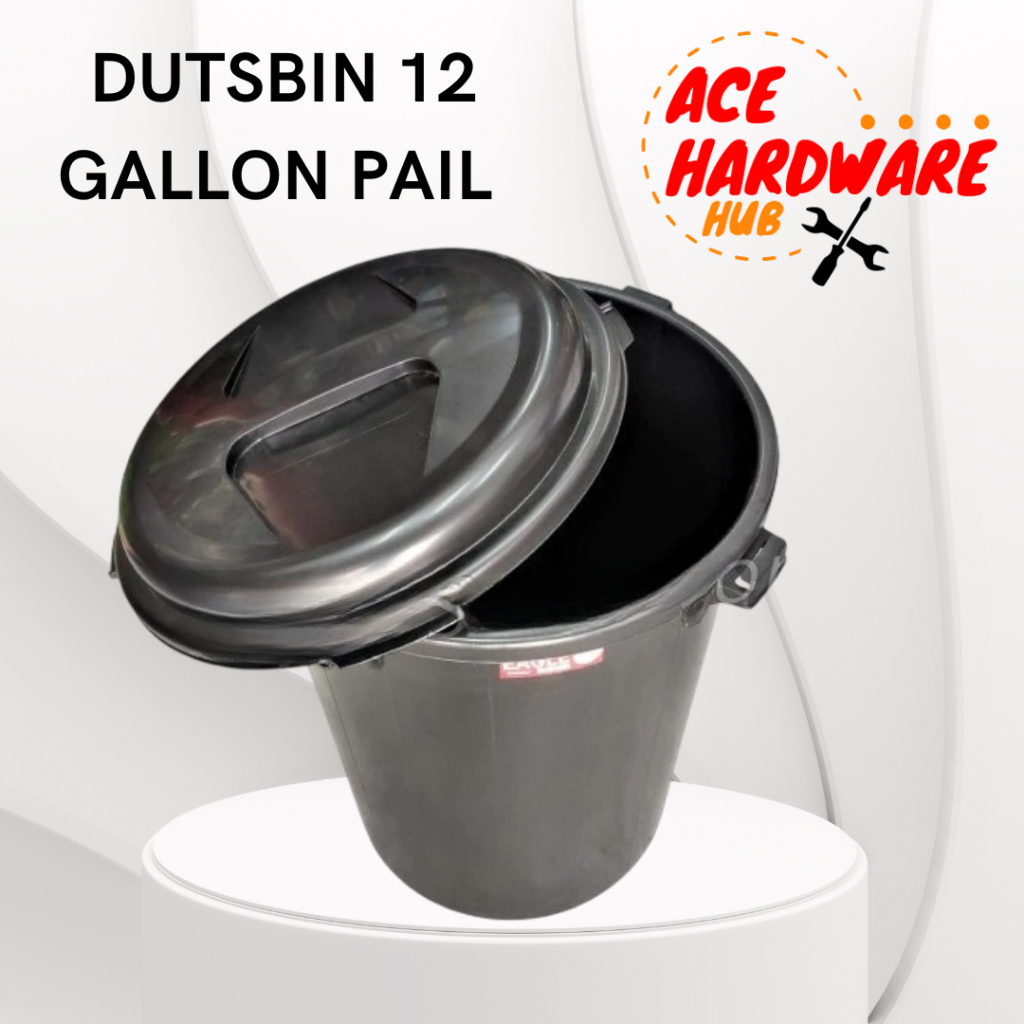 🔥Heavy Duty🔥Eagle DUTSBIN 12 GALLON PAIL WITH COVER BLACK DUSTBIN ...