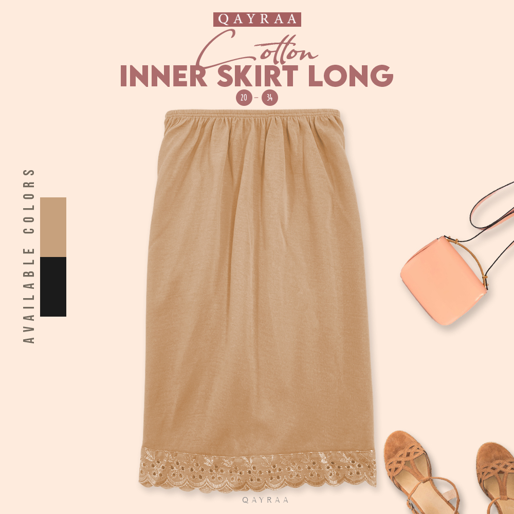 QAYRAA Inner Skirt Cotton Petticoat Women - Size 20-34/Black/Brown ...