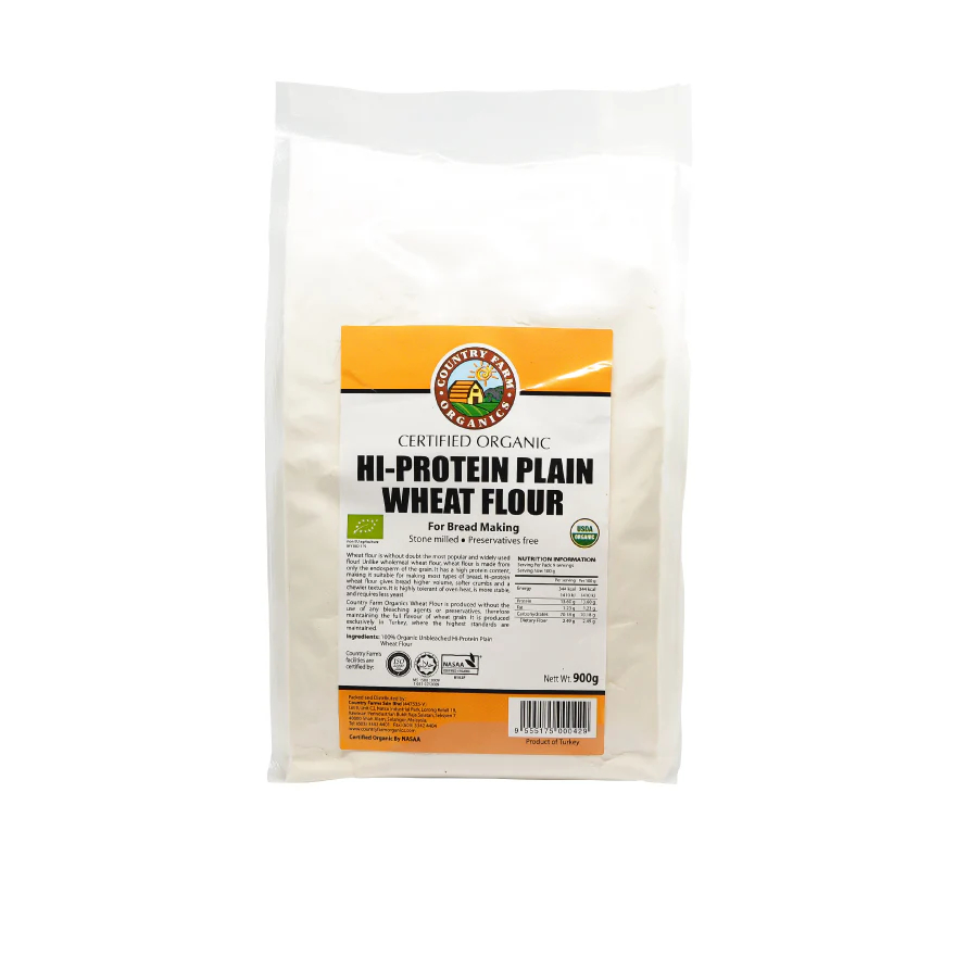 HI-PROTEIN PLAIN WHEAT FLOUR CERTIFIED ORGANIC 900gm COUNTRY FARM ...