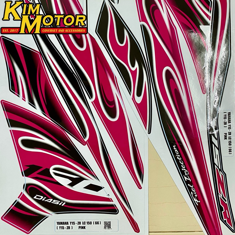 STICKER STRIPE DECAL Y15ZR JFORCE JACK FIRE EDITION API PINK BLACK ...