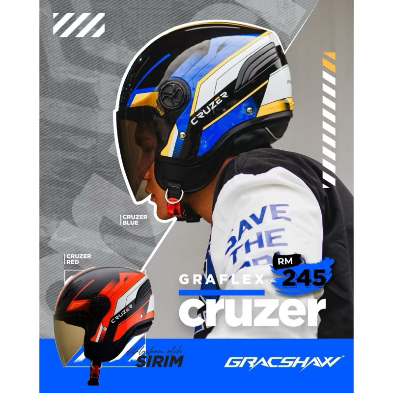 Gracshaw Helmet Half Graflex G666 Scooter Helmet 2/3 Steng Helmet Demi ...
