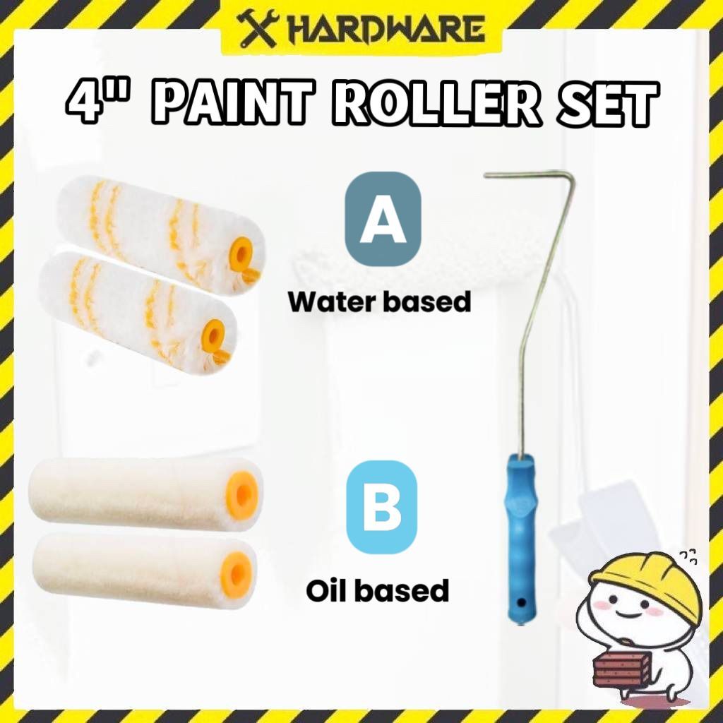 4" PAINT ROLLER SET OR ROLLER ONLY/ROLLER HANDLE AND REFILL/ALAT ...