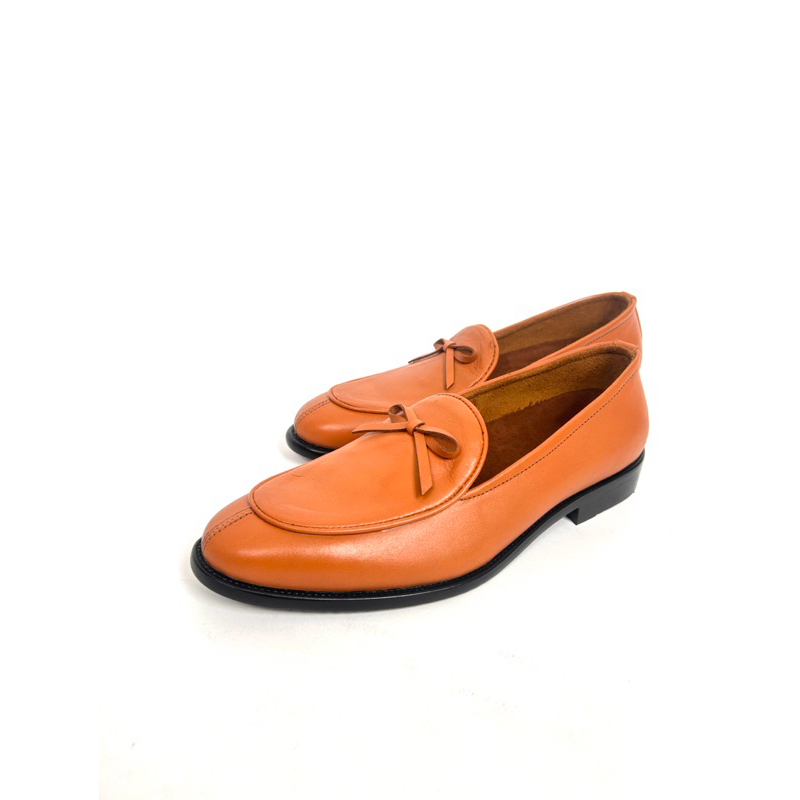 Lanbaharin Leather Loafers with Ribbon detailing 1inch heel Kasut kulit ...