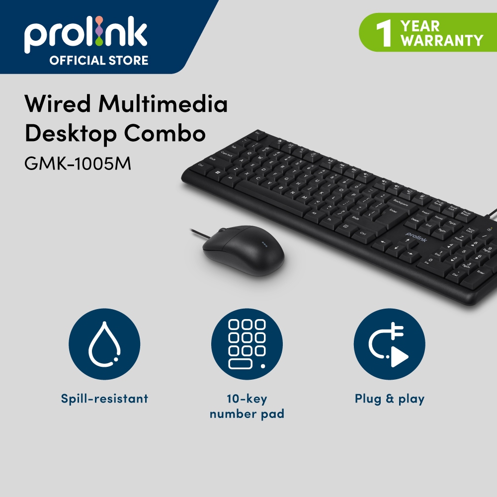 Prolink USB Multimedia Keyboard + USB Optical Mouse(1000dpi/3-button ...